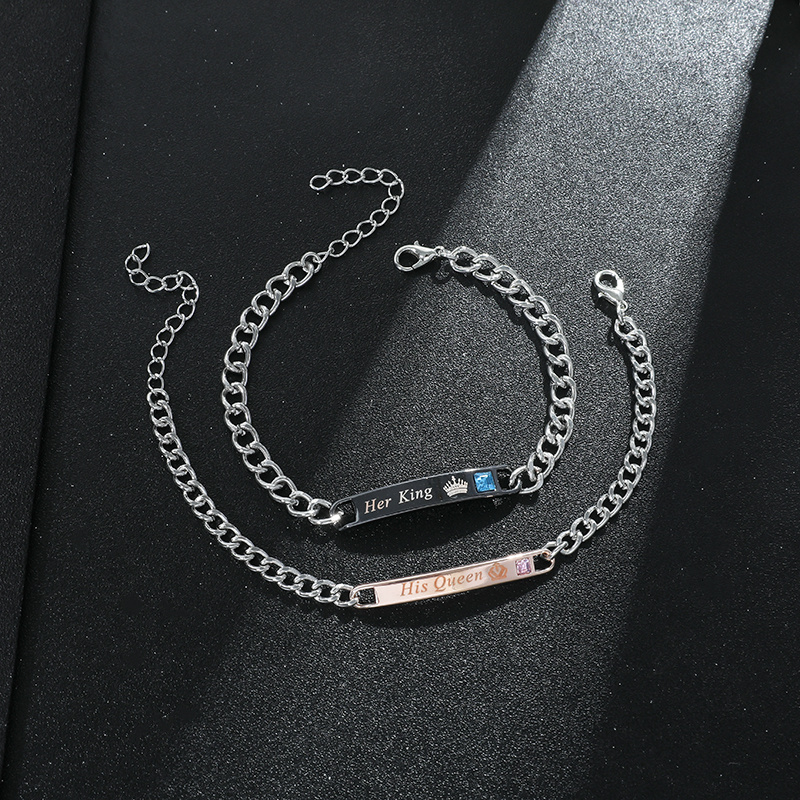 Matching Bracelets Couples King Queen Stylish Chain Bracelet - Temu New ...