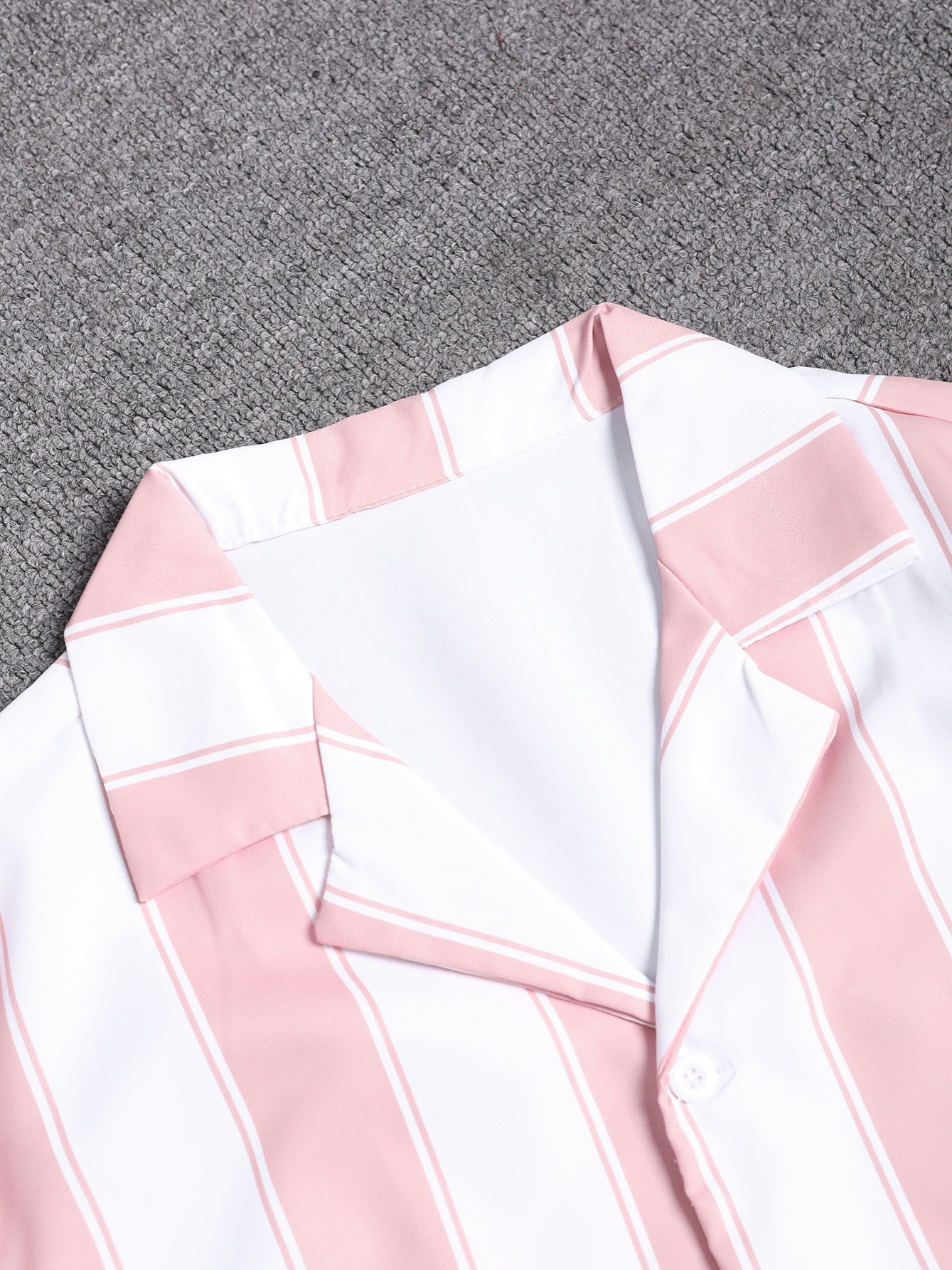 men's pink striped shirt solid color shorts drawstring set - Temu ...