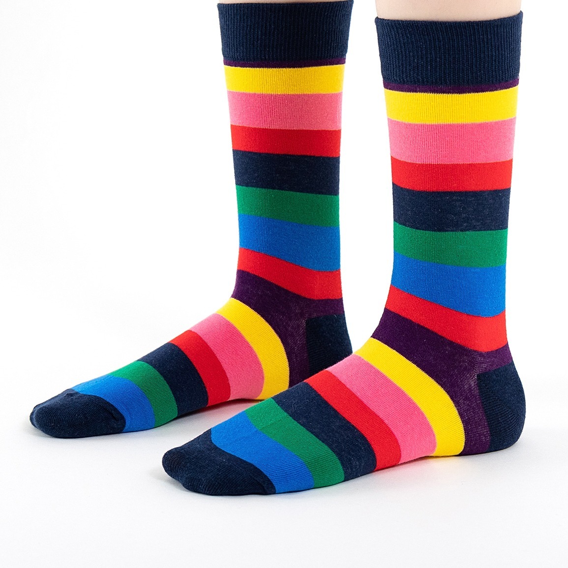 1pair Mens Colorful Striped Cotton Stocking Shop The Latest - Temu ...