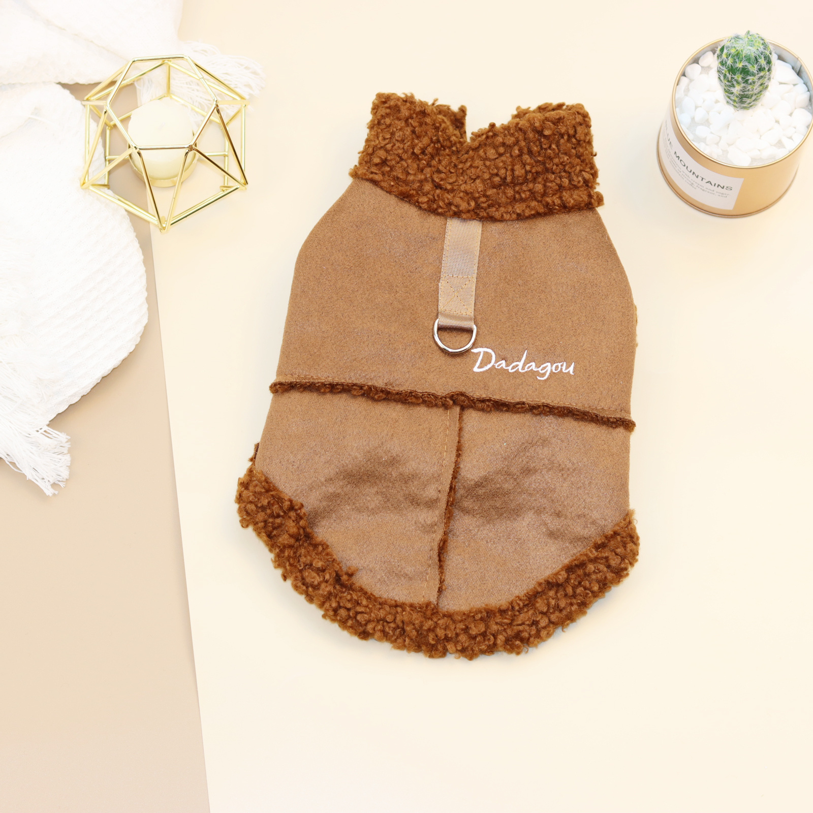 Pet Jacket With Leash Ring For Winter Dog Coat Warm Cat Sweater Fleece ...