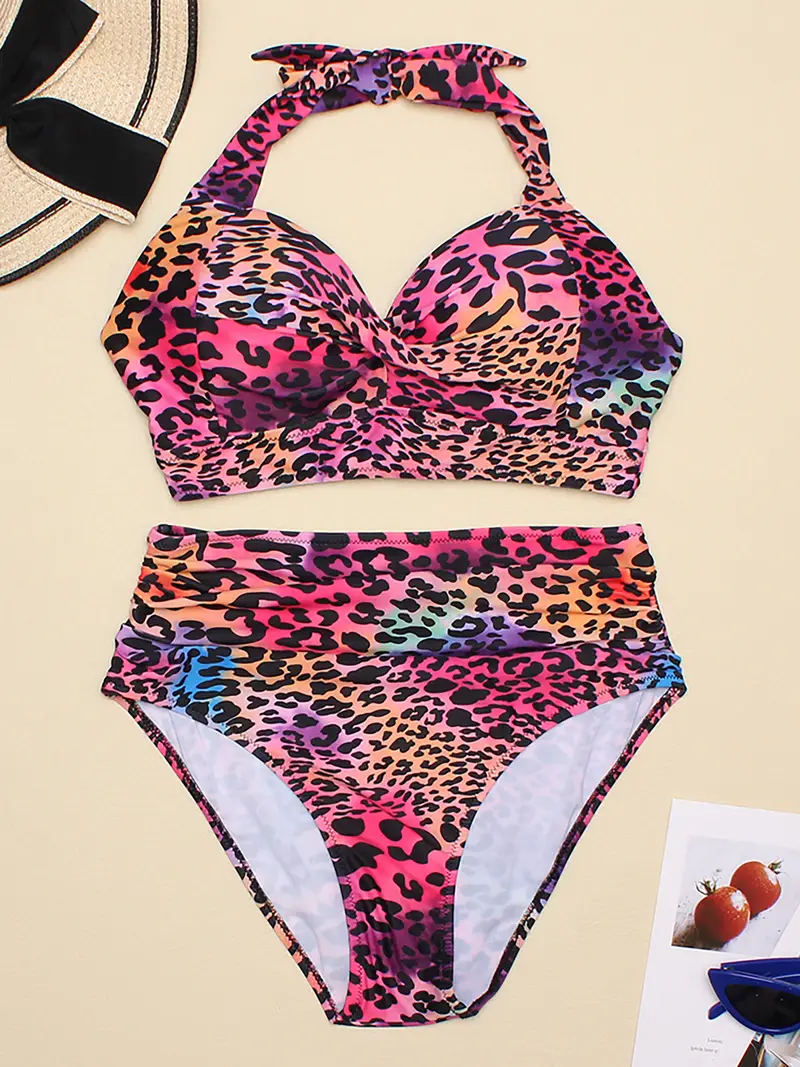 Criss Cross Halter High Waist Two Piece Bikini Set Sexy Temu Australia