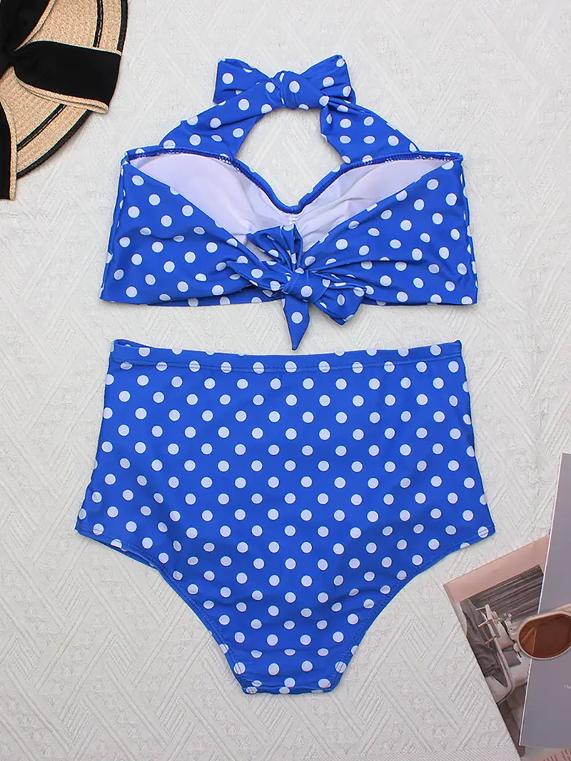 High Waist Halter Neck Two Piece Bikini Sets Backless Top Temu