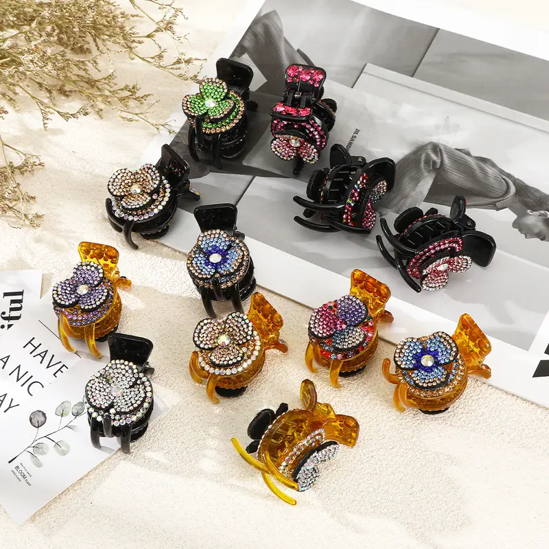 Acrylic Crystal Hair Claw Clip Rhinestone Luxury Hair Temu New Zealand