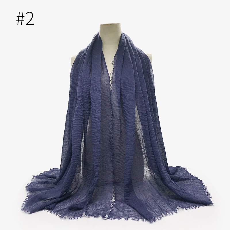 Cotton Solid Color Scarf Wrinkled Cotton Linen Woolen Fringe - Temu ...