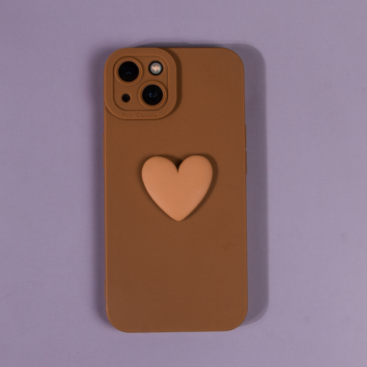 1pc 3d Heart Shape Brown Silicone Shockproof Phone Case For Iphone | High-quality & Affordable ...