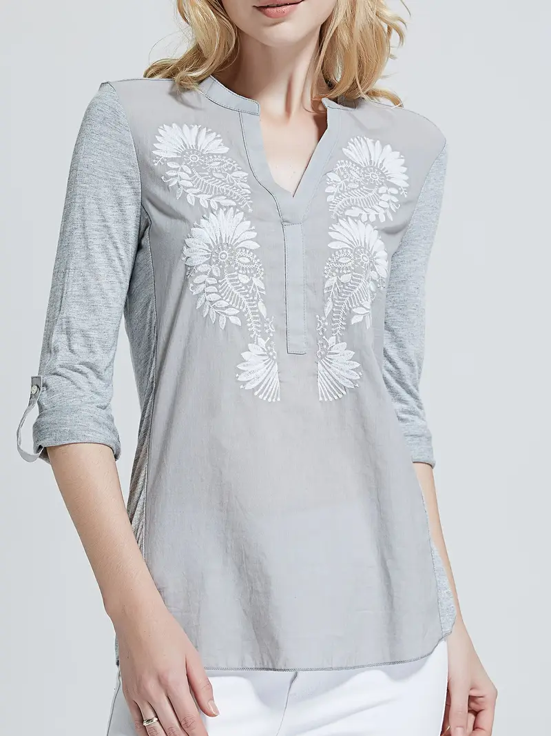 Womens Blouse V Neck Long Sleeve Blouse Temu New Zealand