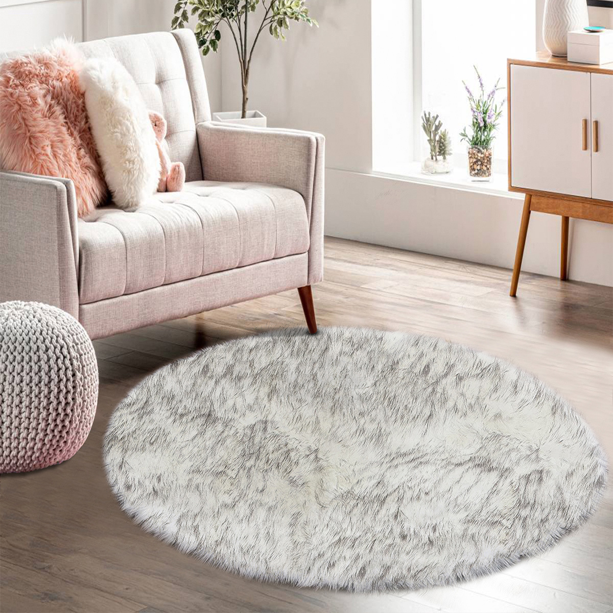 Soft And Fluffy Circle Rug For Bedroom And Living Room Plush - Temu