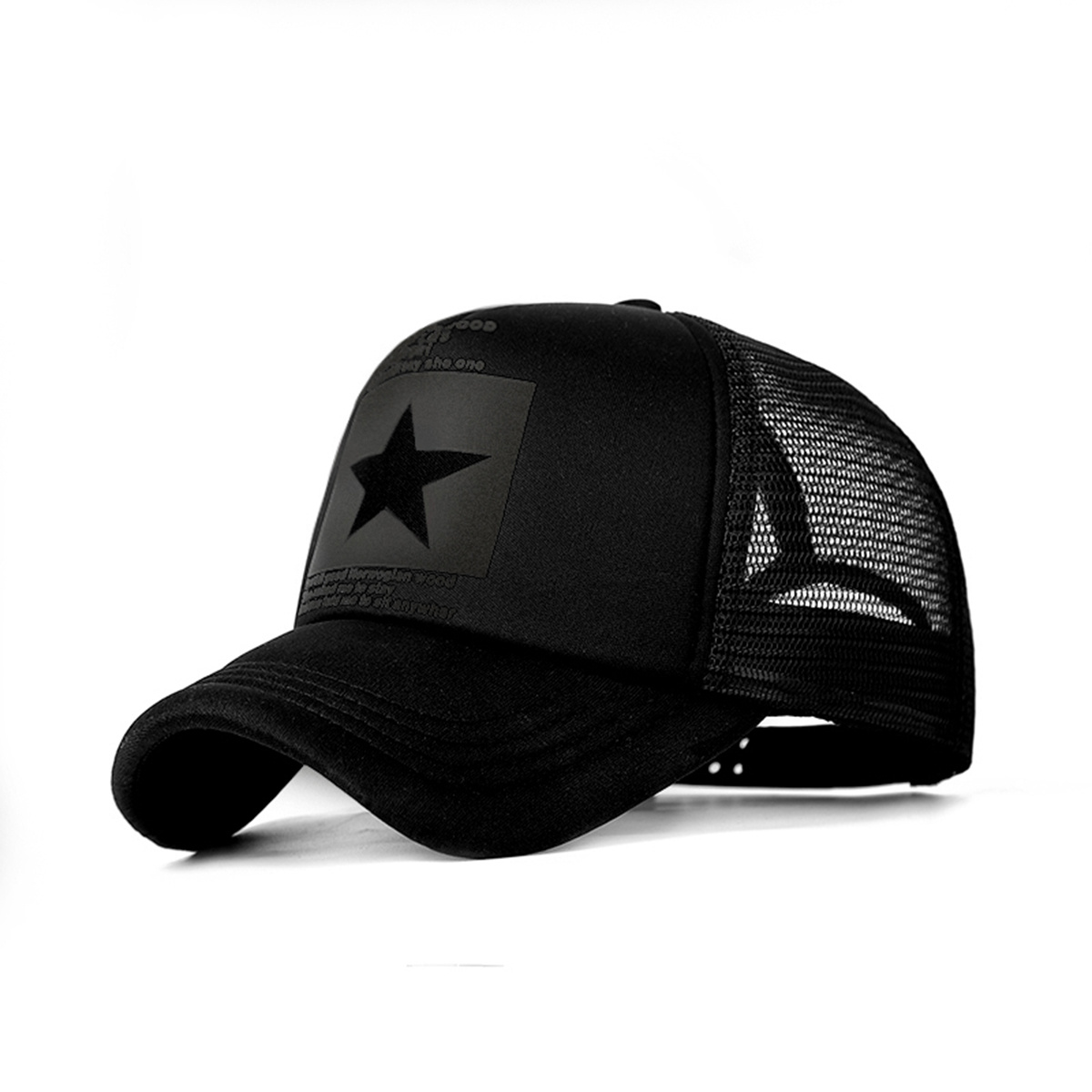 Unisex Star Letter Print Breathable Trucker Hat Pentagram Pattern Mesh ...