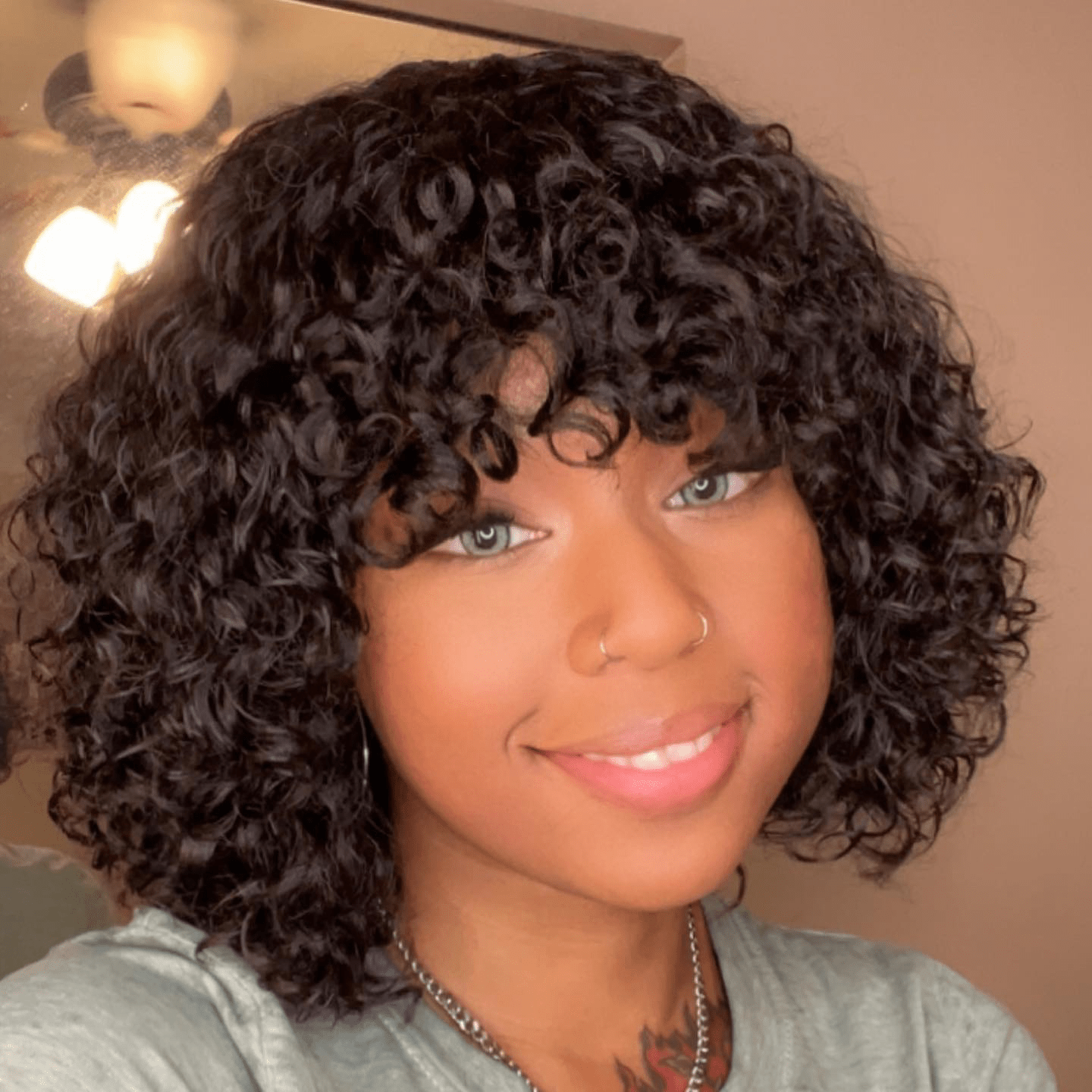 Long Human Hair Wig Bangs - Temu
