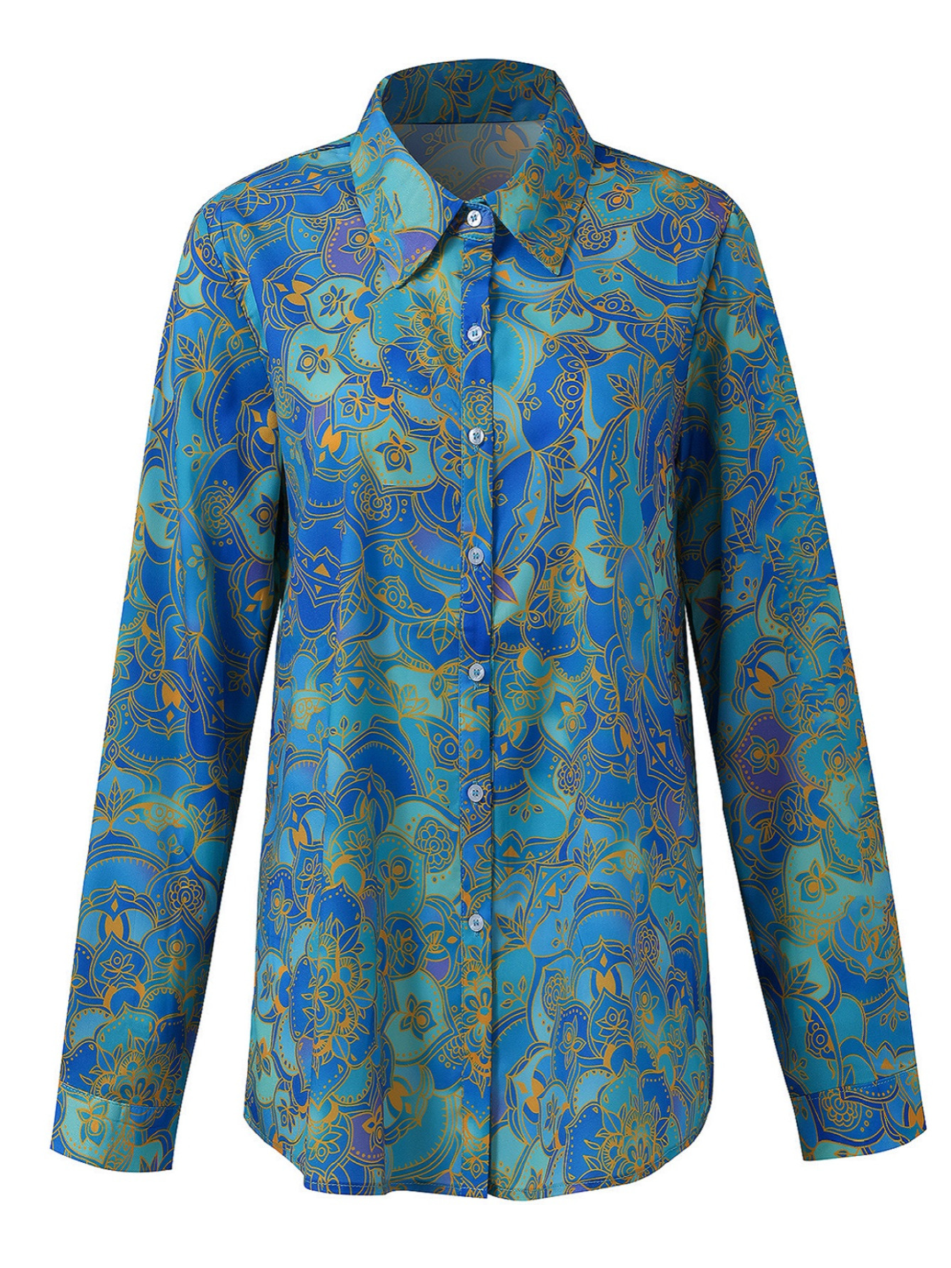 Womens Blouses E Ditsy Floral Long Sleeve Collared Overcoat - Temu ...