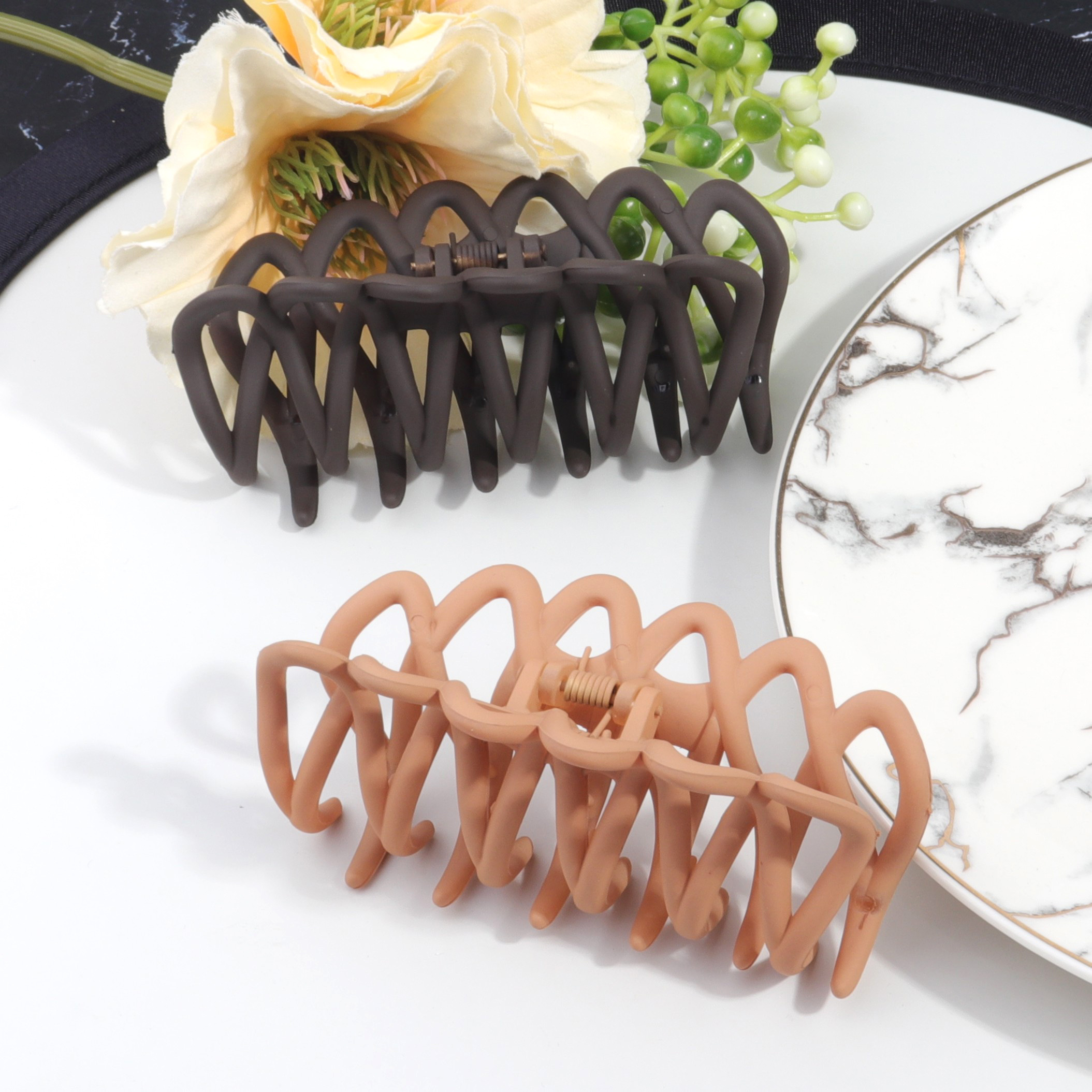 Large Hair Claw Clips Woman Non slip Matte Banana Clips - Temu