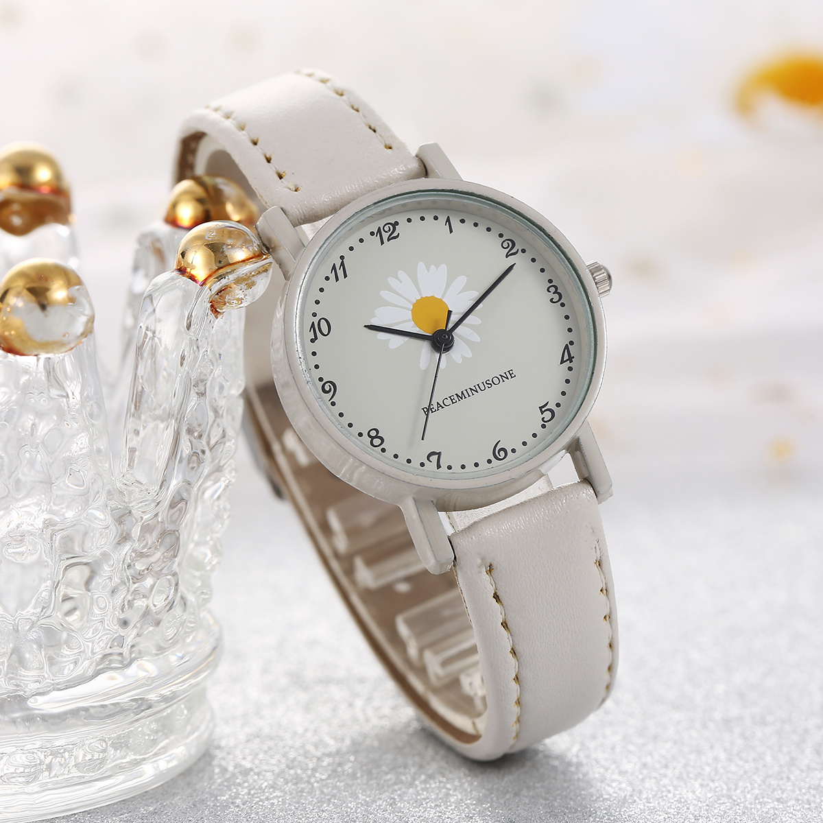 Women's Zinc Alloy Watch White Daisy Pattern Watch Pink Black Grey With ...