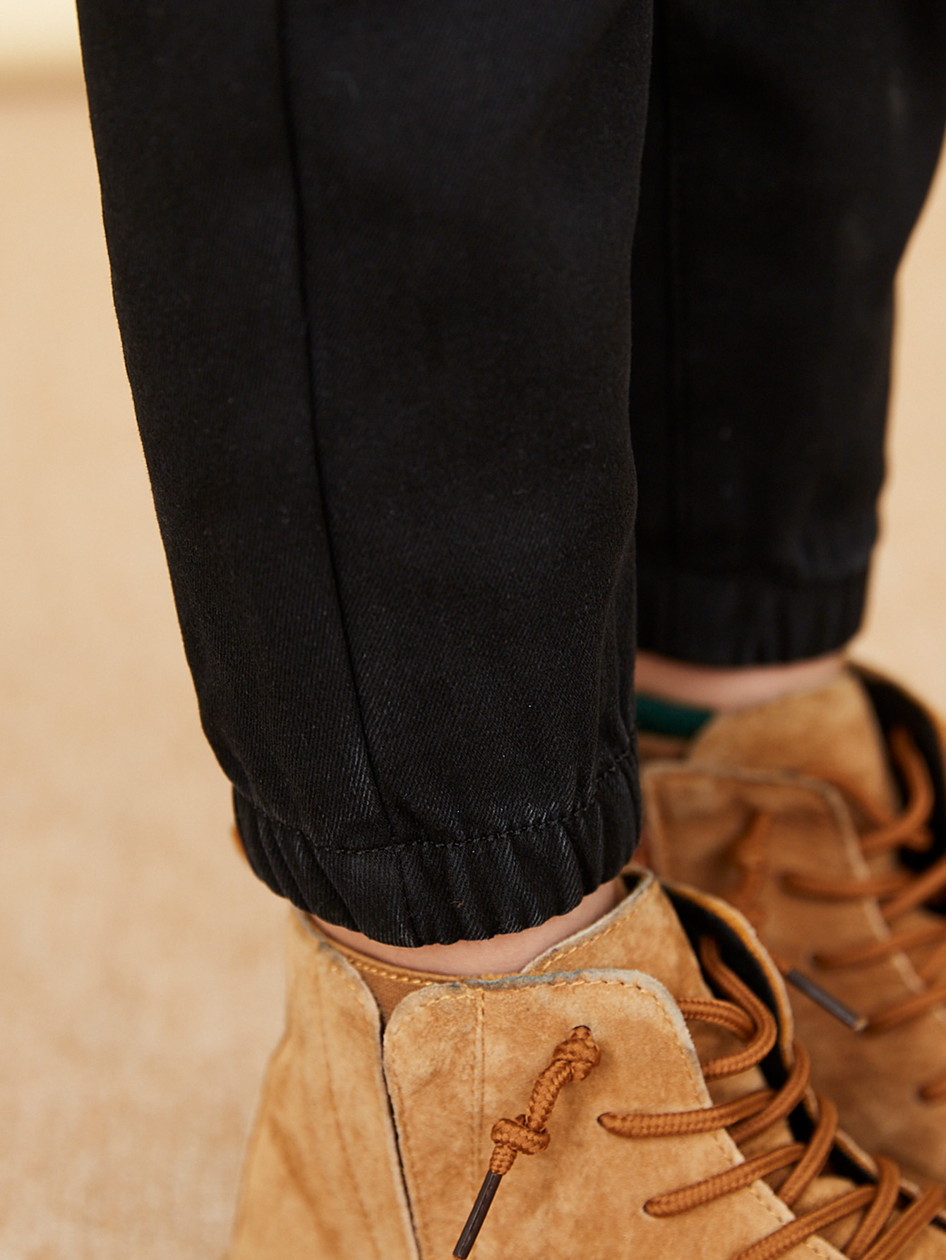 Girls Kids Solid Denim Elastic Jogger Jeans Bla - Temu