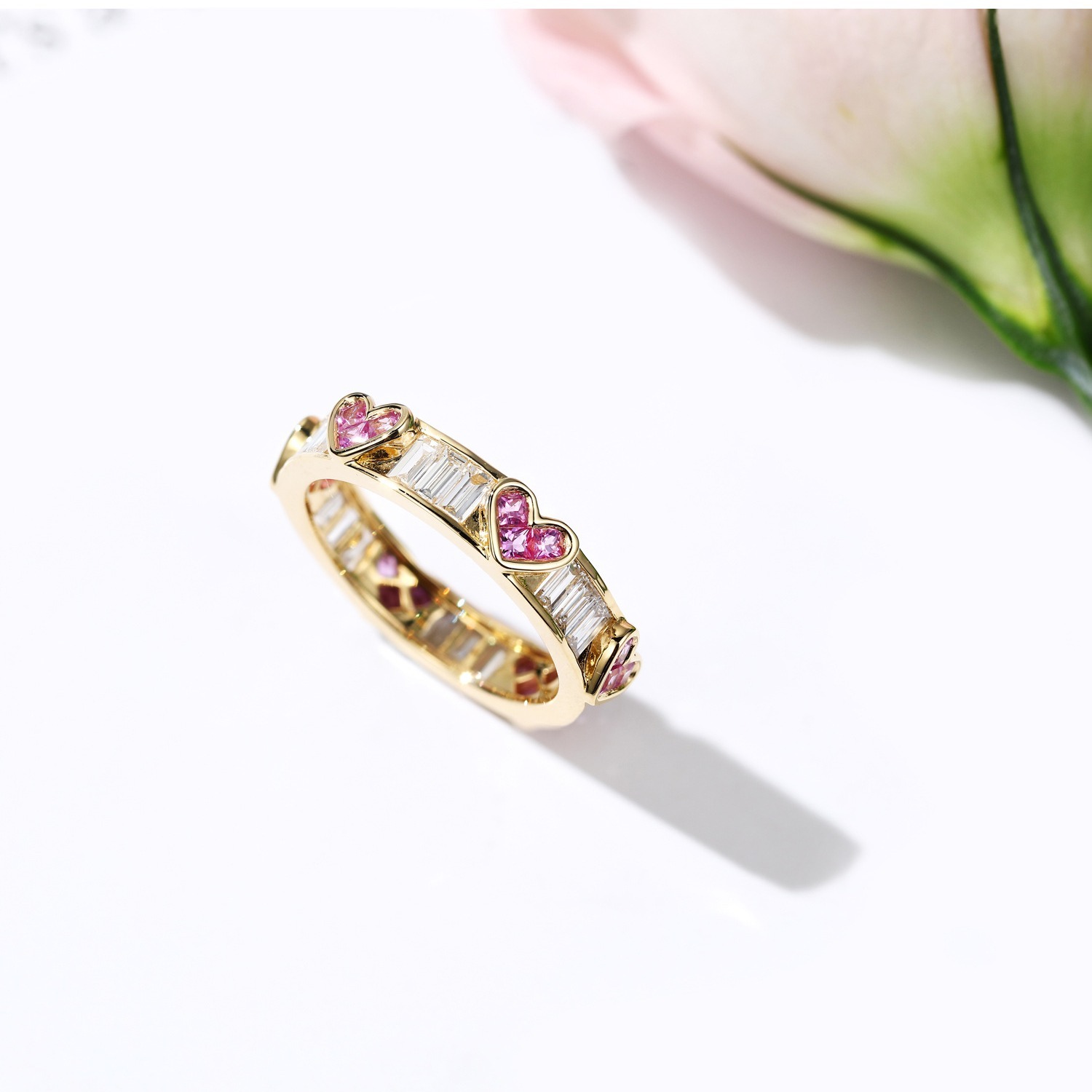 Peach Heart Wreath Ladies Ring Fashion Personality All Match ...