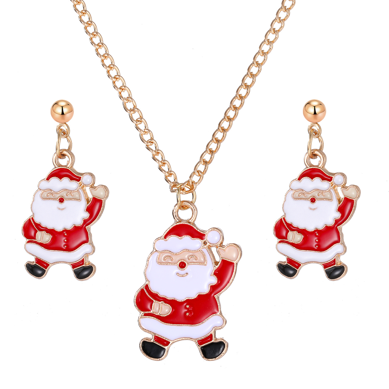 Santa Claus Necklace Earrings Set - Temu United Kingdom