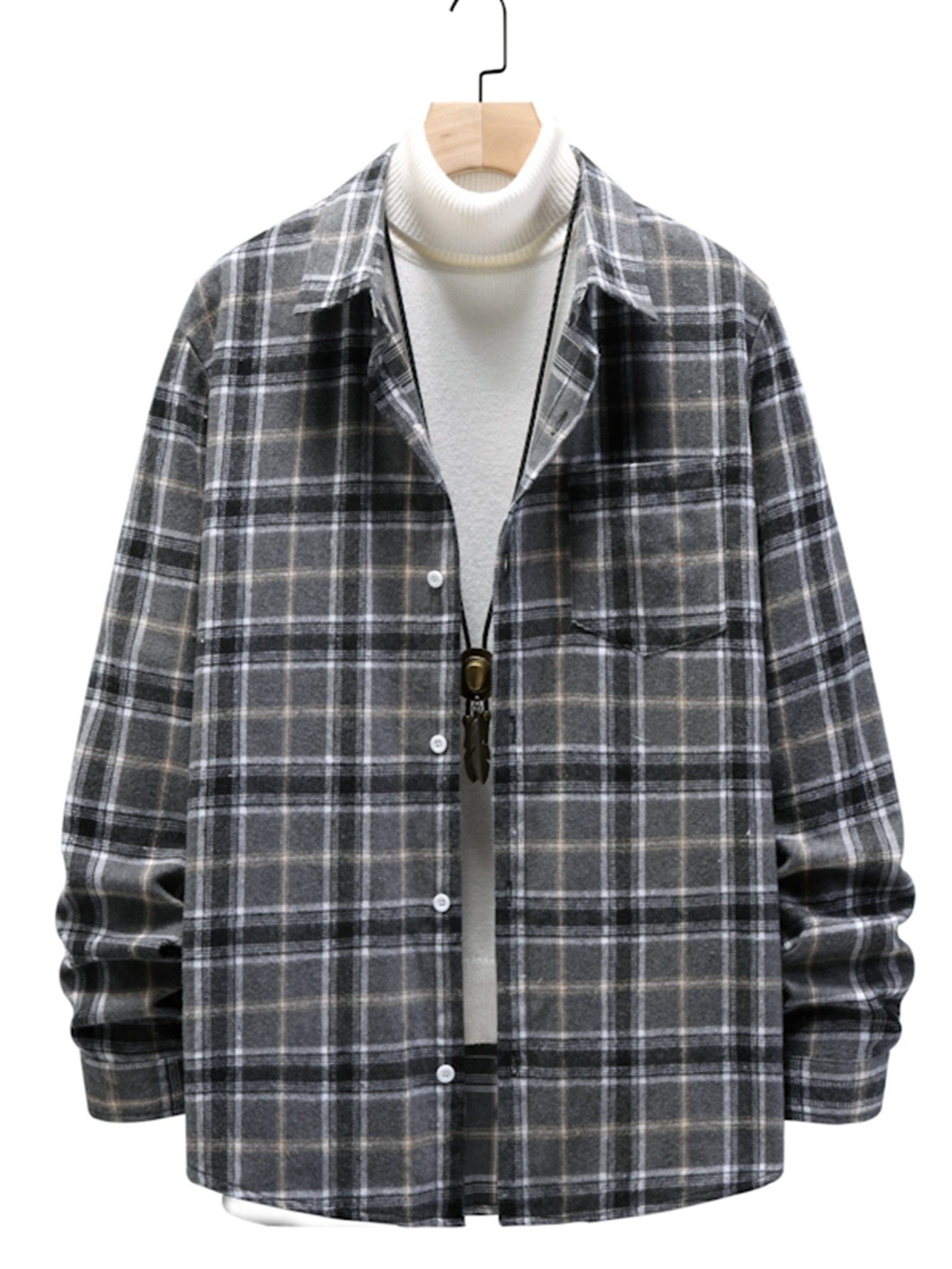 men's casual flannel print shirt long sleeve button - Temu Australia