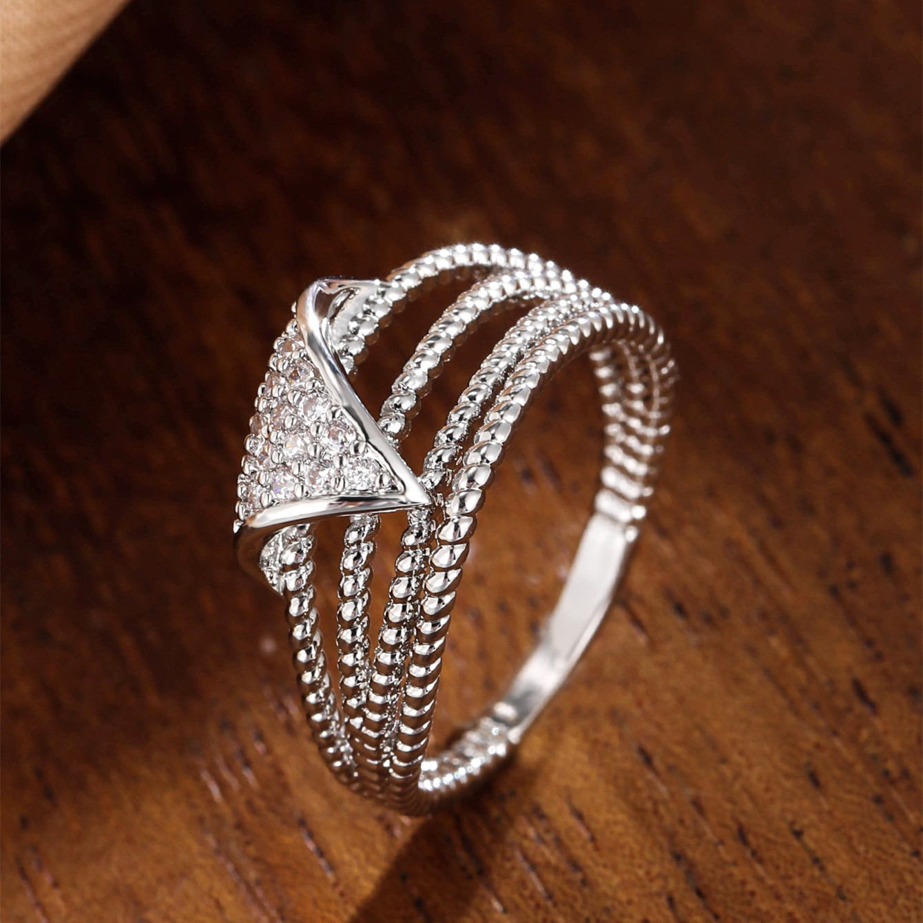 Fashion Triangle Geometric Zircon Rings Girls Women Gift - Temu United ...