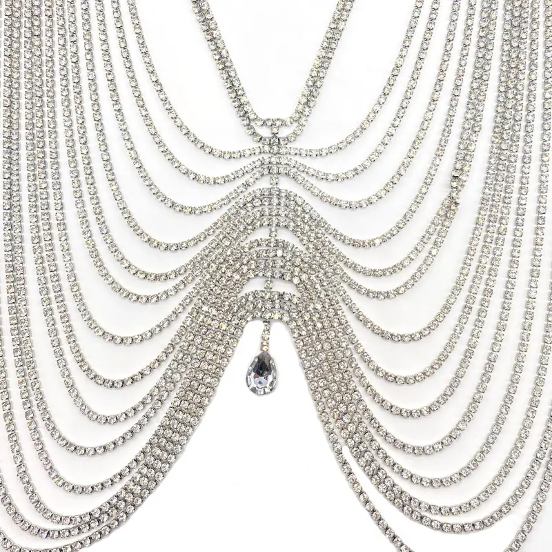 Sparkly Rhinestones Tassel Body Chain Summer Beach Bikini Temu