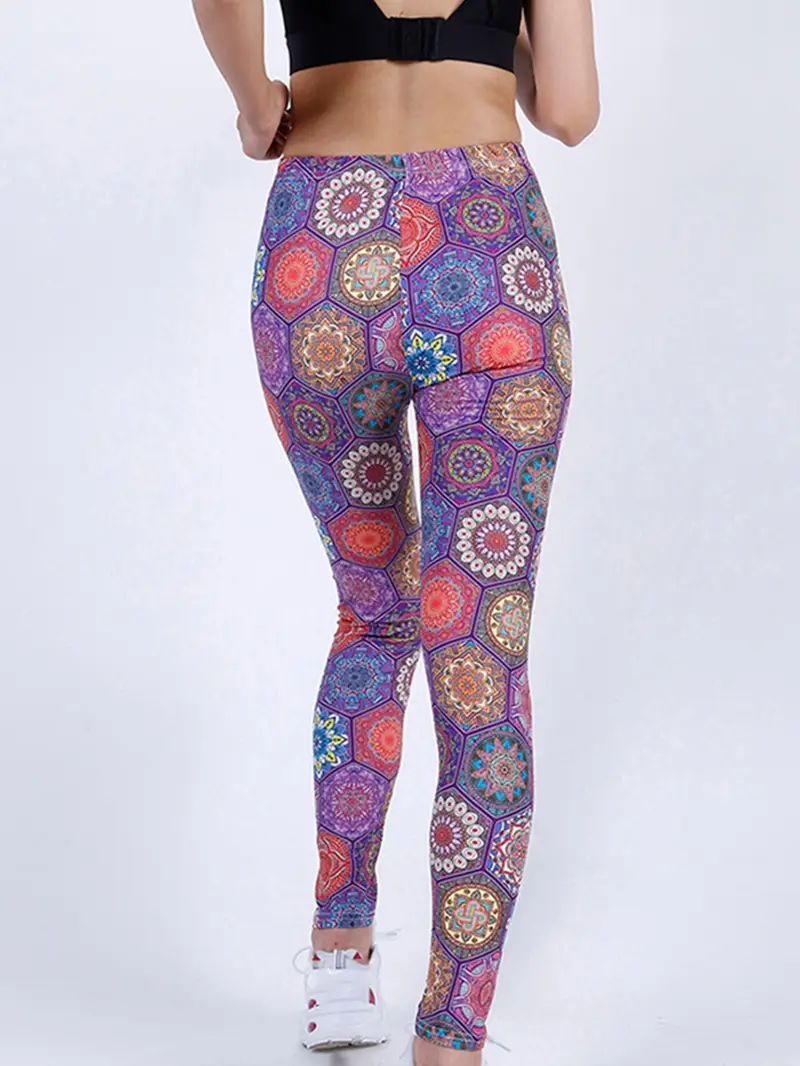 Womens Leggings Floral Printed Yoga Pants Casual High Waist Sweatpants