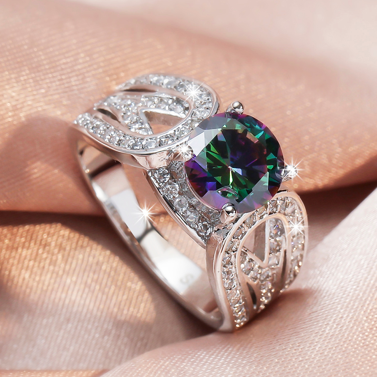 Romantic Rhinestone Hollow Copper Ring | 90 Days Buyer Protection ...