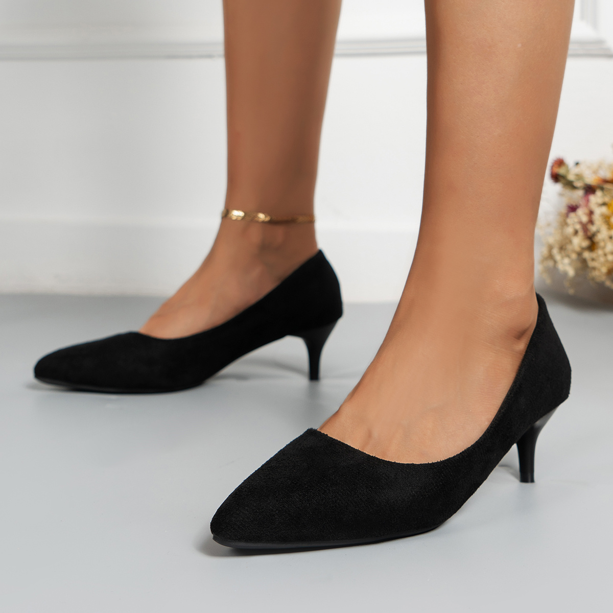 Women's Pointed Toe Kitten Heels Fashion Solid Soft Sole - Temu