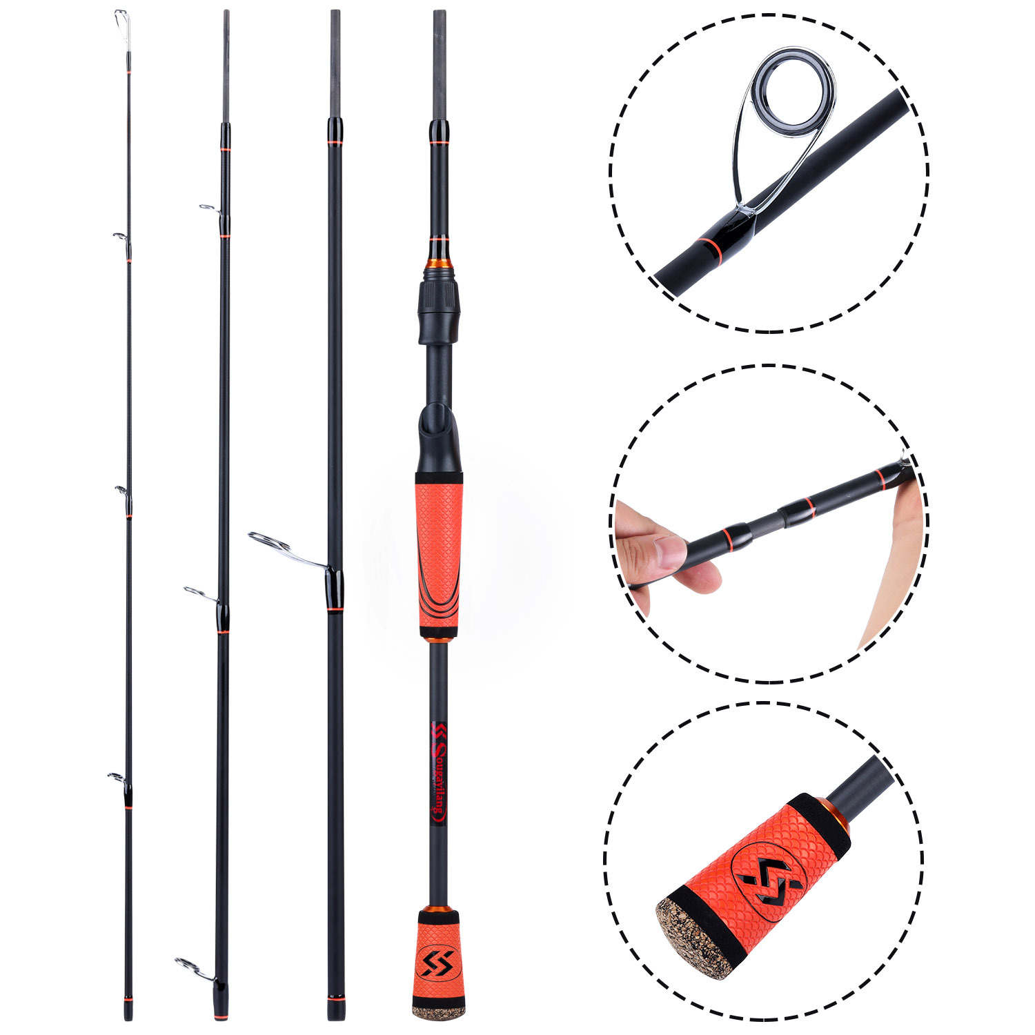 Sougayilang 4 section Lure Fishing Rod Comfortable Rubber - Temu United ...