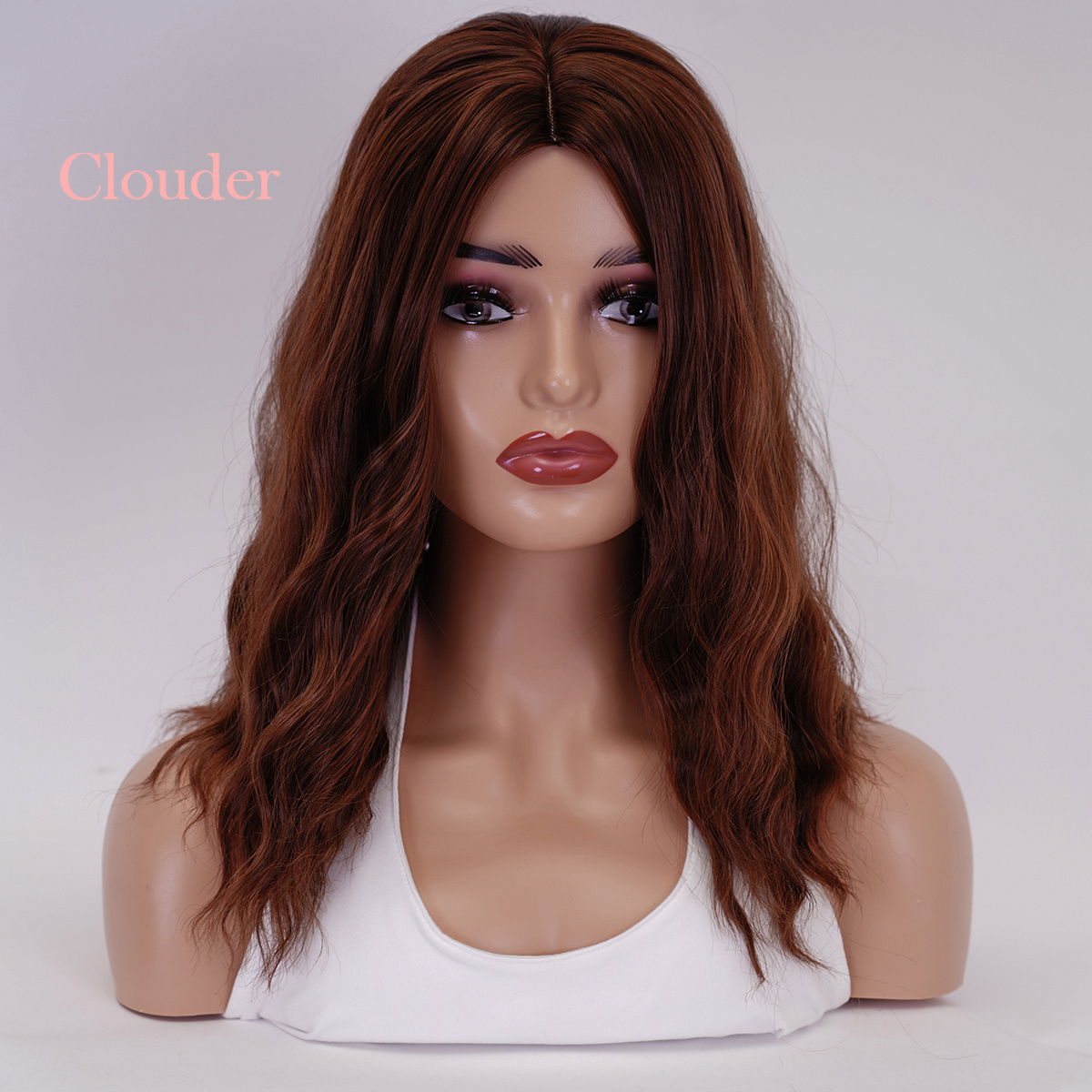 Wig Headgear Middle Parted Bangs Curly Hair Women Synthetic - Temu