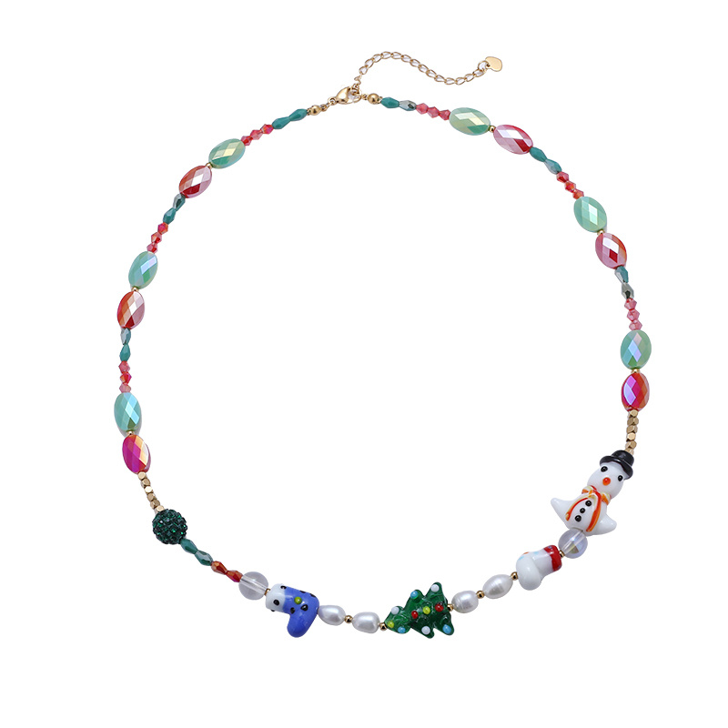 Christmas Colored Necklace Glass Faux Pearl Ceramic Original Temu United Kingdom