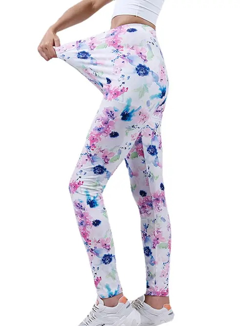 Womens Leggings Floral Printed Yoga Pants Casual High Waist Sweatpants