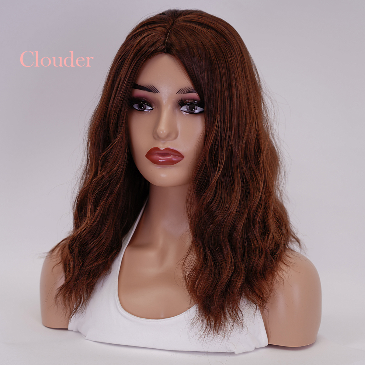 Wig Headgear Middle Parted Bangs Curly Hair Women Synthetic - Temu