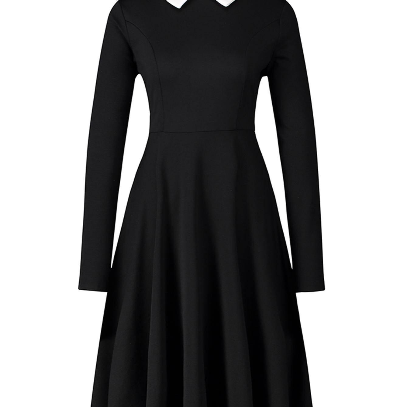 Womens Dresses Vintage Casual Long Sleeve A Line Party Club Swing Dresses Free Shipping For