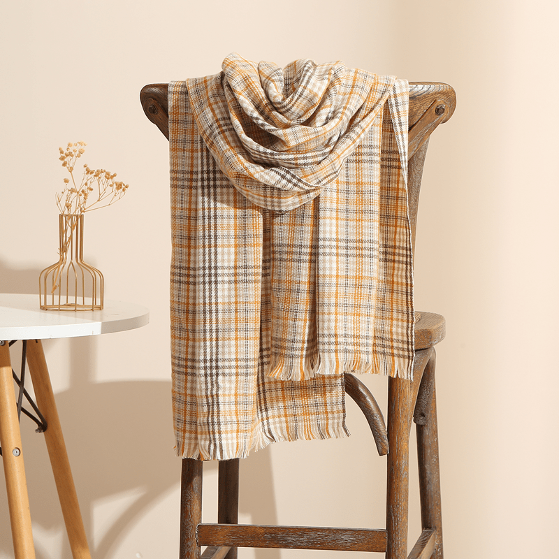 Winter Classic Grid Scarf Shawl Imitation Cashmere Long Warm - Temu ...