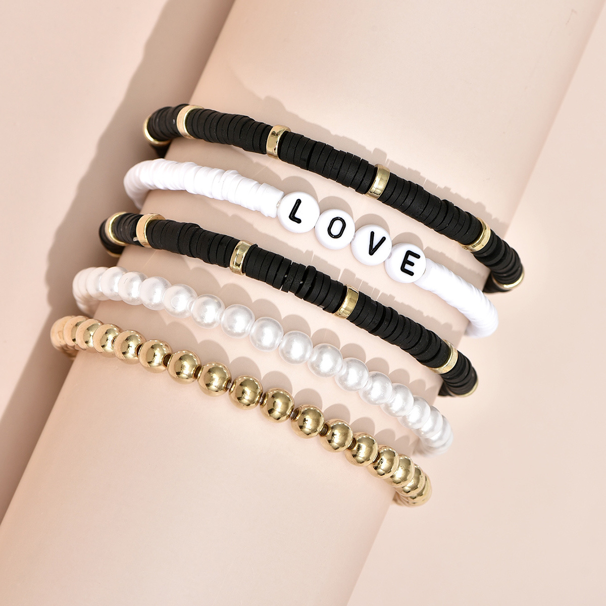 5pcs Multicolor Soft Pottery Pearl Retro Bracelet For Men | Shop Now ...