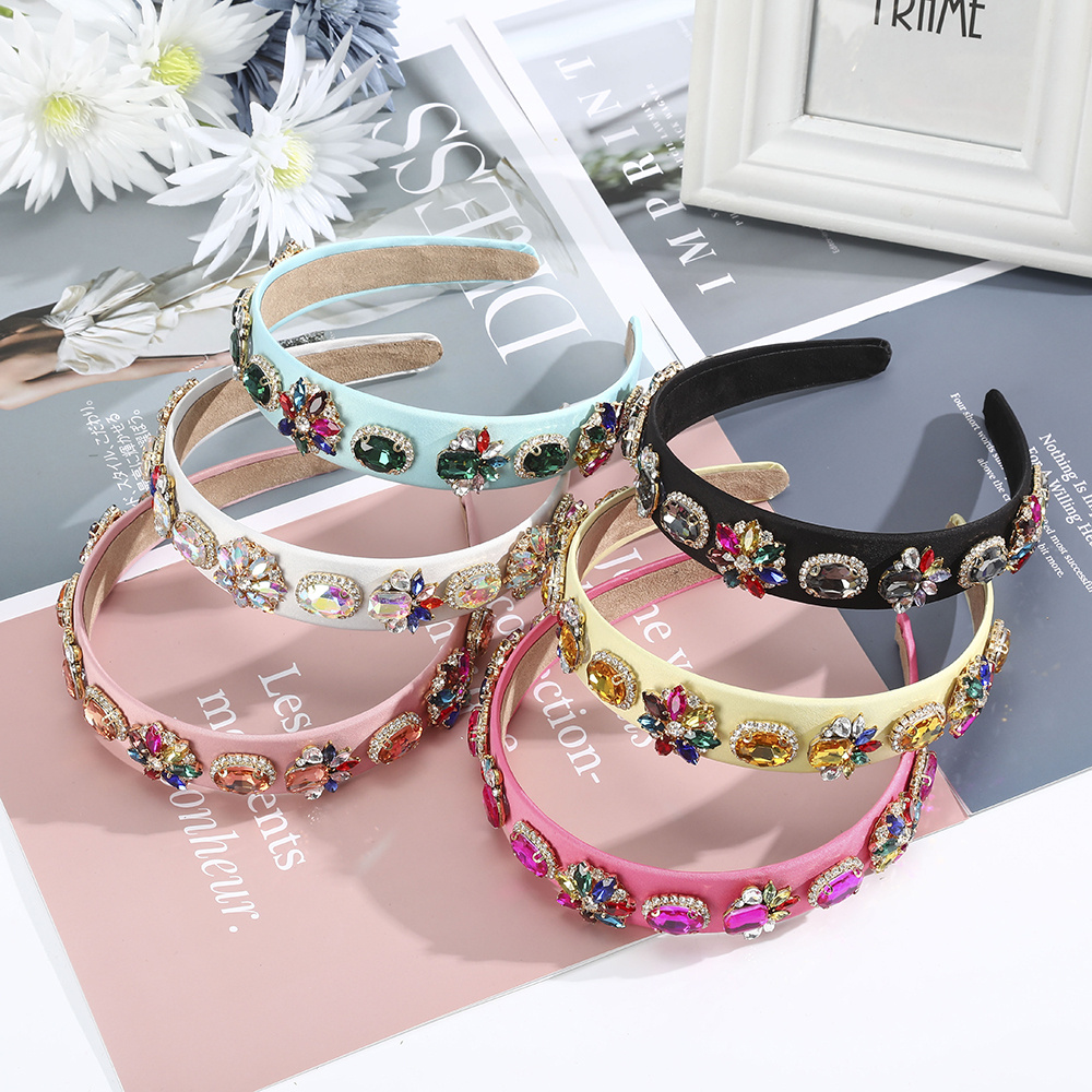 Colorful Flower Hairband For Women Chunky Simulated Pearl Bead Headband