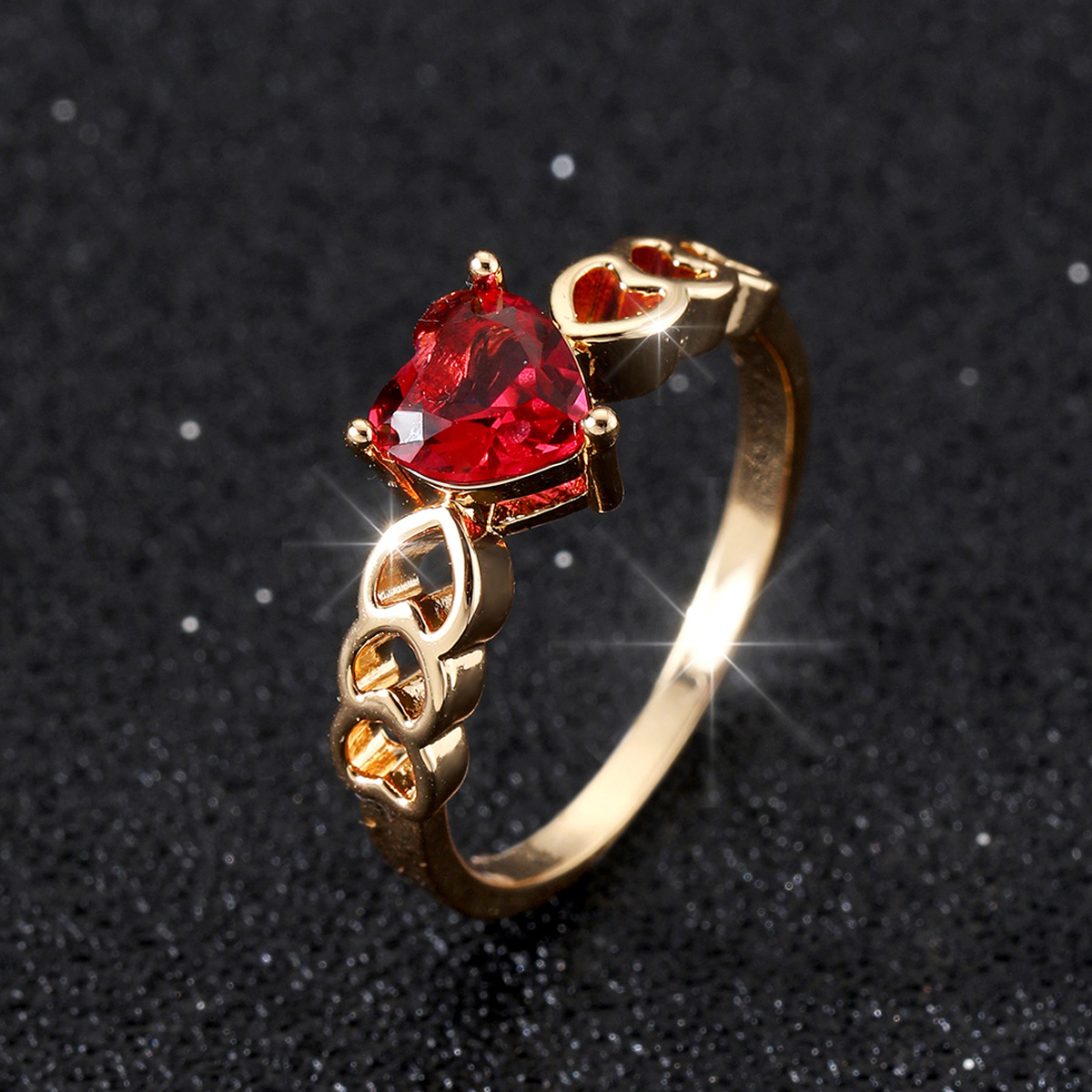 Heart Shaped Wedding Ring Plated Wedding Ring Red Faux - Temu United ...