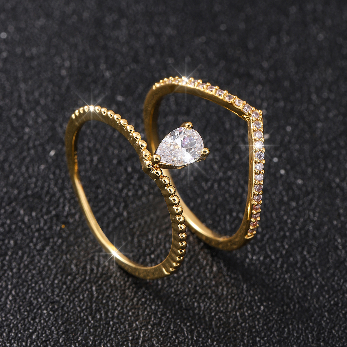 Pair Zircon Wedding Couples' Plated Rings - Temu United Kingdom