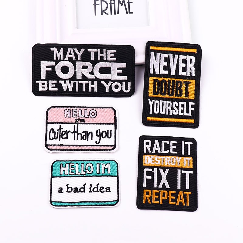 5 Pcs Positive Letters Iron On Embroidery Patches Stickers | Buy More ...