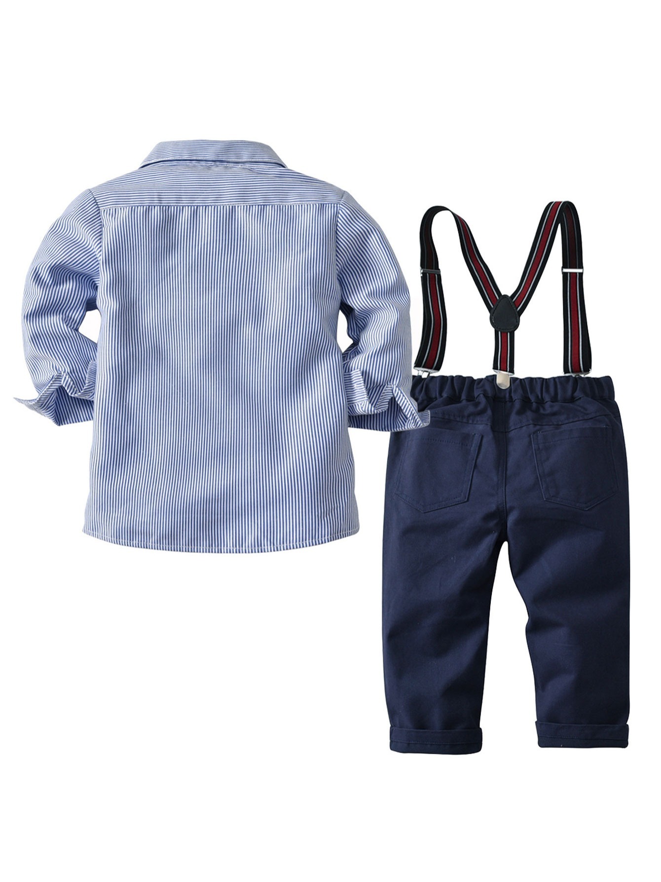 Boys Gentleman Outfit Long Sleeve Button Striped Shirt - Temu Ireland