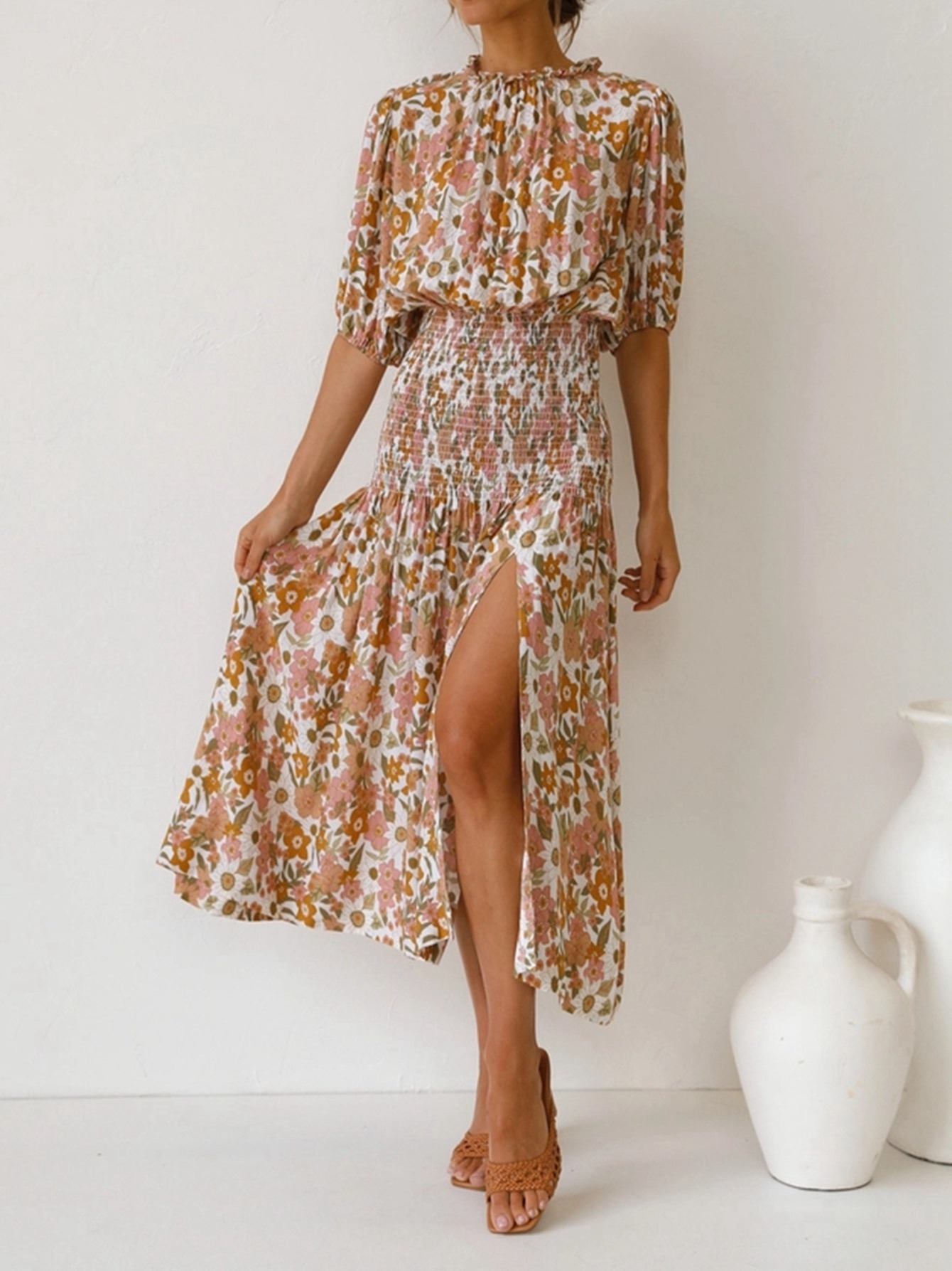 Womens Dresses Floral Print Split Maxi Dresses | Buy More, Save More ...