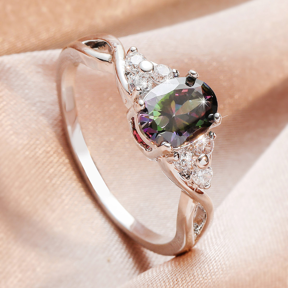 Sparkly Copper Ring Oval Shaped Zircon Prom Costume Jewelry - Temu ...