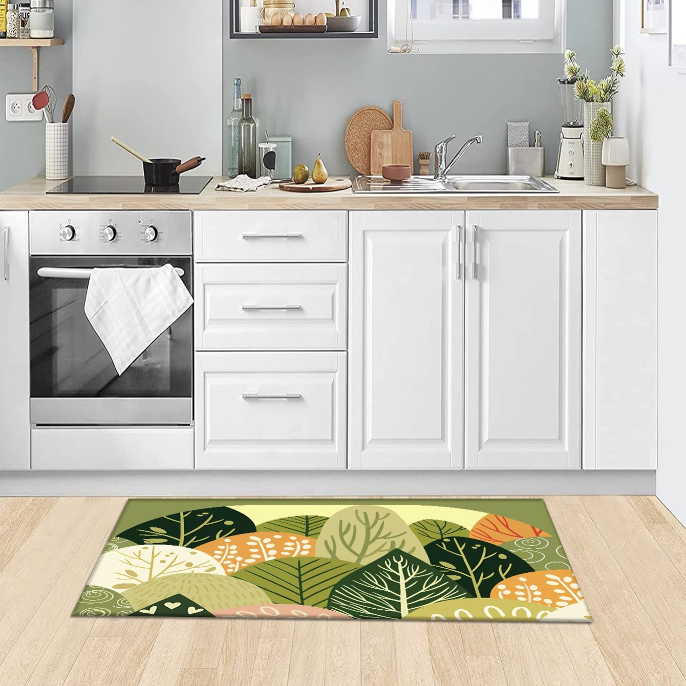 leaves patterned non slip rug kitchen rug absorbent soft - Temu Norway