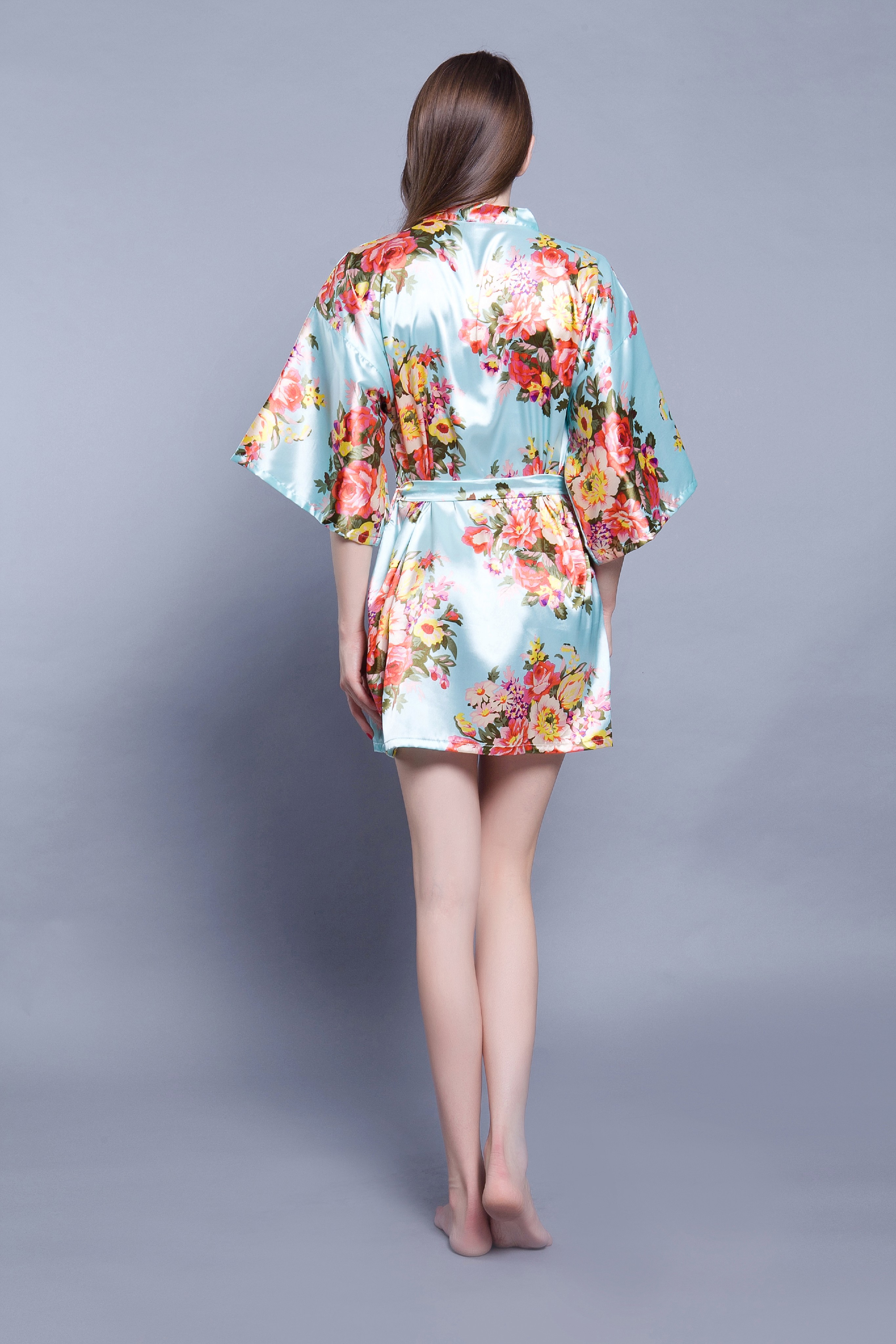 Elegant Floral Print Loose House Robe Half Sleeve Party - Temu Netherlands