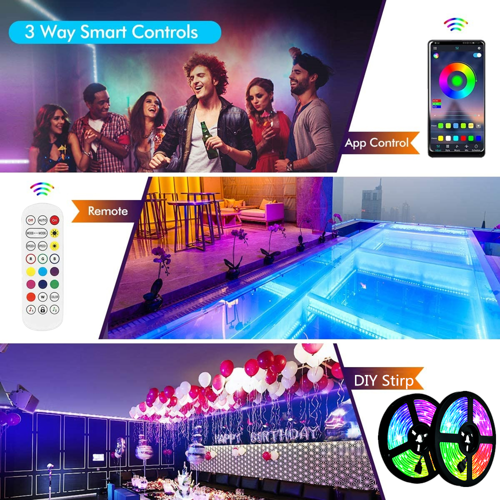 스마트 Led 스트립 조명 1롤 리모컨 및 App 제어 기능이 있는 Rgb5050 Usb 전원 공급 Led 조명 스트립 실내