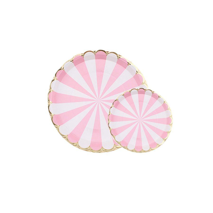 Paper Plate Set Golden Hot Striped Disposable Paper Plate - Temu Australia