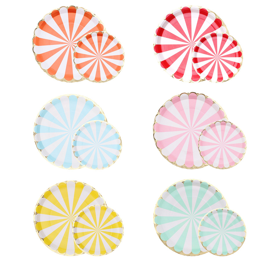Paper Plate Set Golden Hot Striped Disposable Paper Plate - Temu New ...