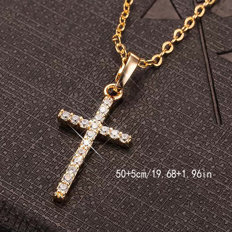 Hip Zircon Cross Necklace Punk Personality Couple - Temu Canada