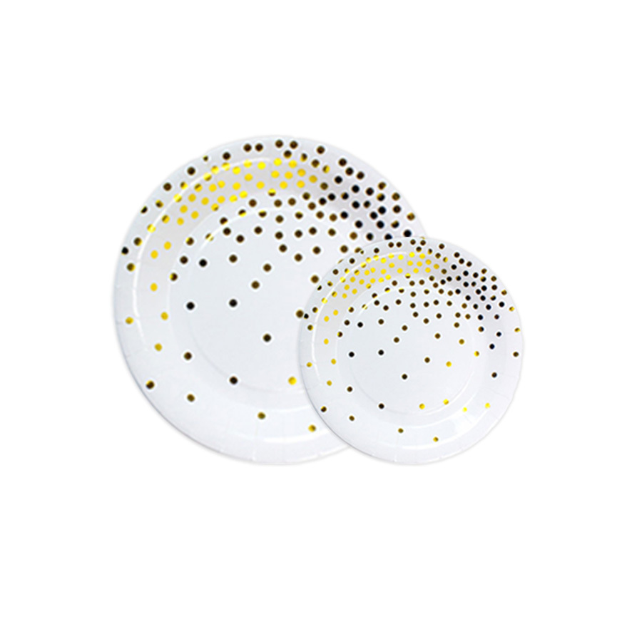 Bronzing Paper Plates Disposable Party Plate Glossy Polka - Temu New ...