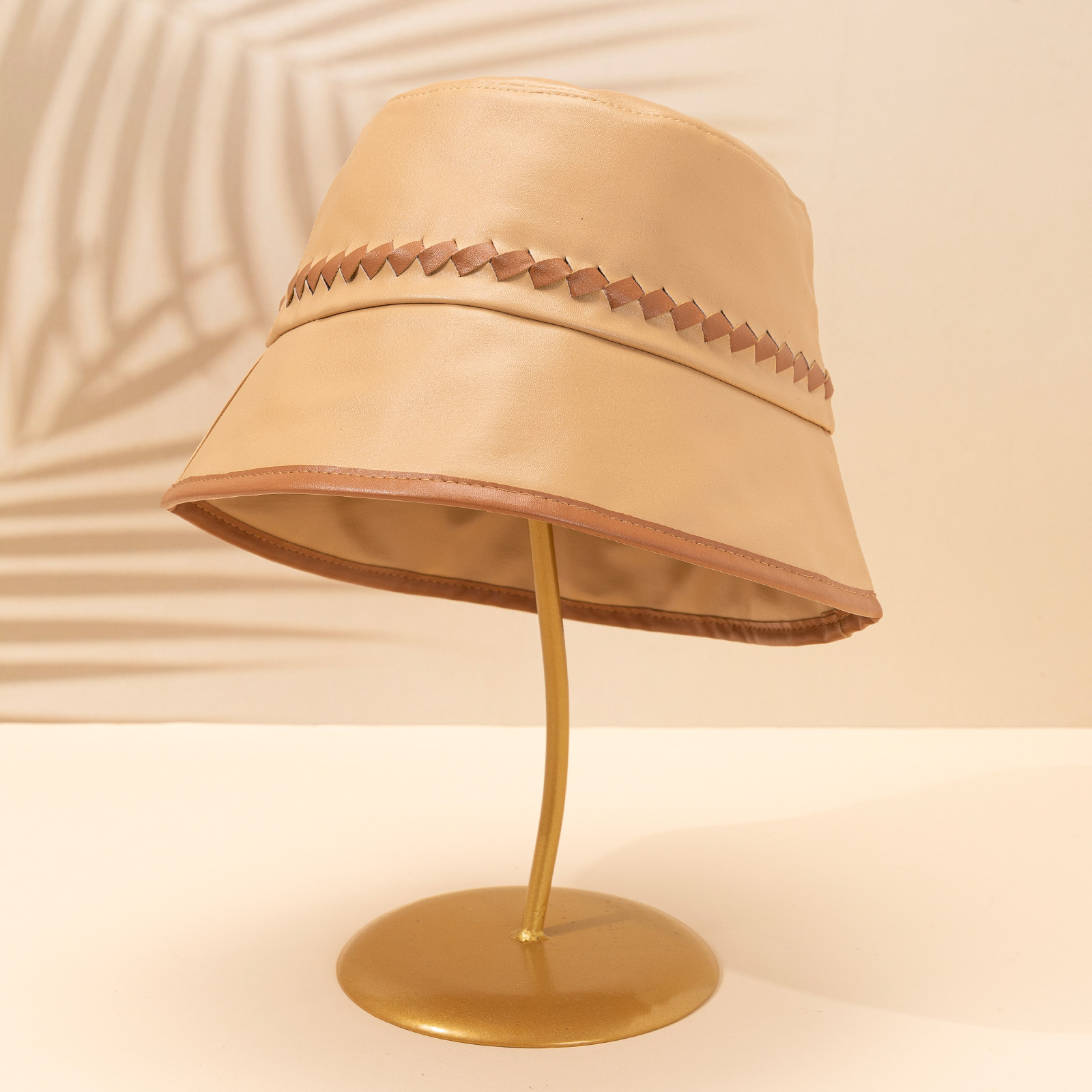 pu leather et hat solid color braided hat casual - Temu Norway