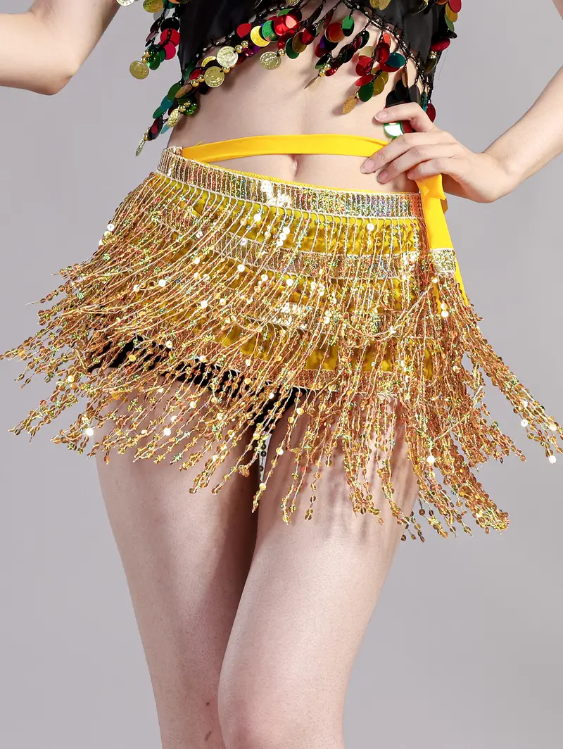 Womens Sequins Fringe Dance Skirts Belly Dance Fringe Hip Temu
