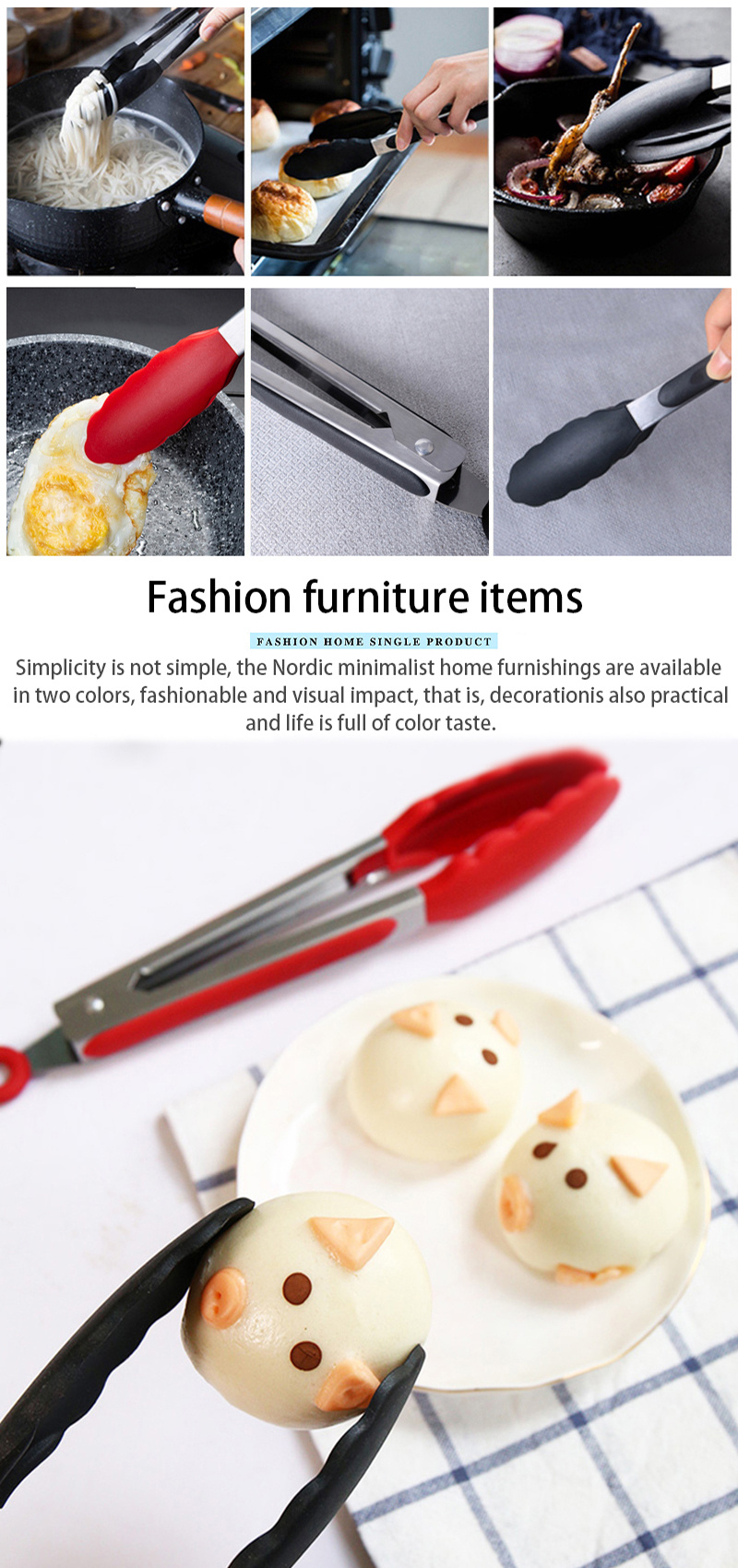 Stainless Steel Food Tongs Silicone Food Clip Food Grade - Temu Canada